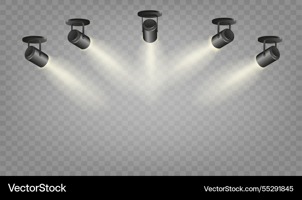 Spotlights set stage and studio light realistic Vector Image