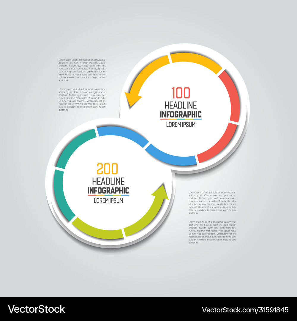 Two connected arrow circles infographic element Vector Image