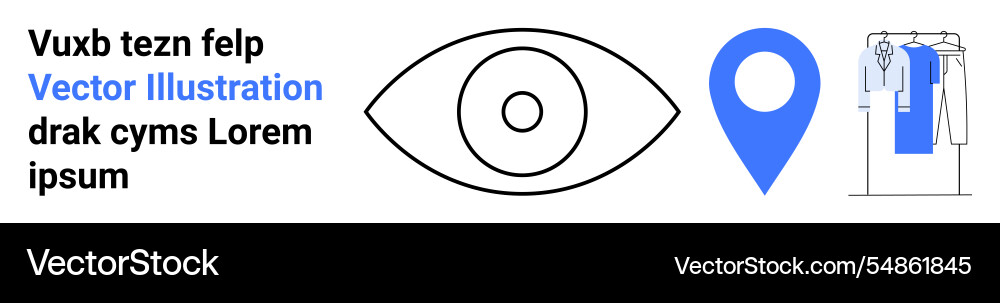 Visual elements including eye location pin Vector Image