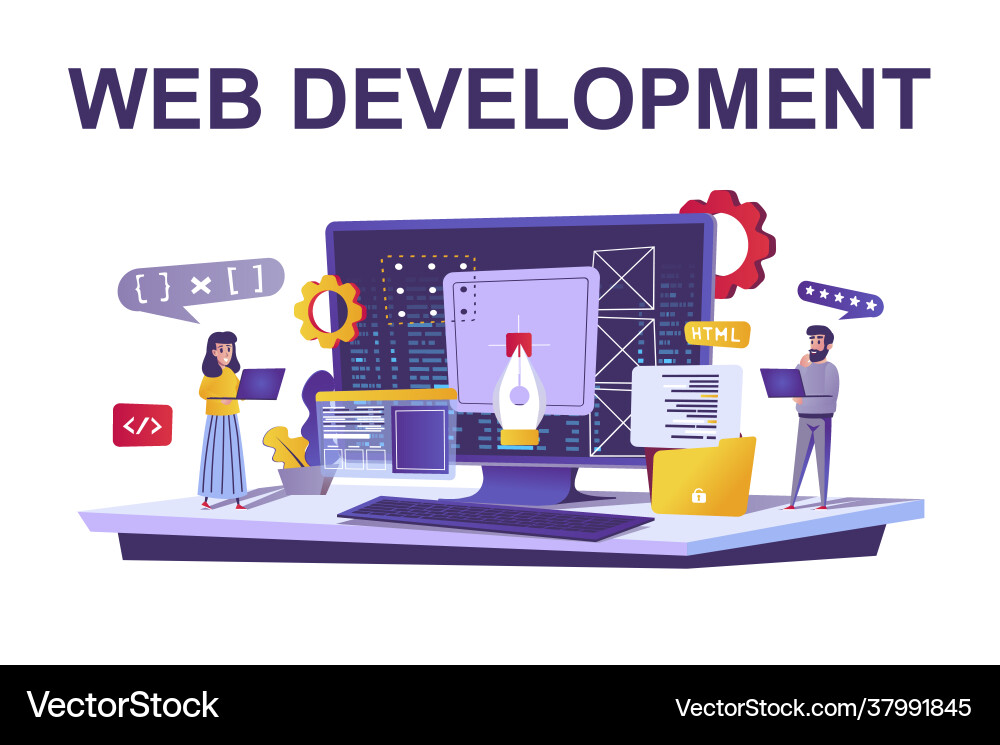 Web development concept in flat style people Vector Image