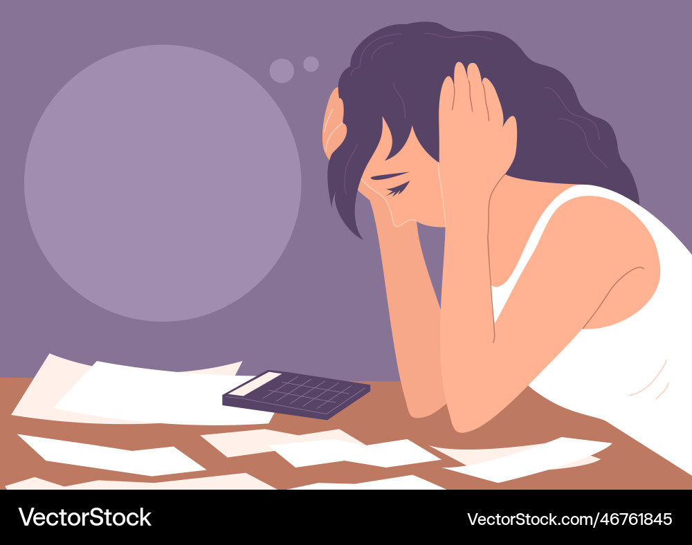 Woman Facing Financial Stress Royalty Free Vector Image