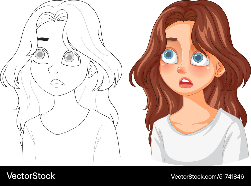 A girl with surprised expression Royalty Free Vector Image