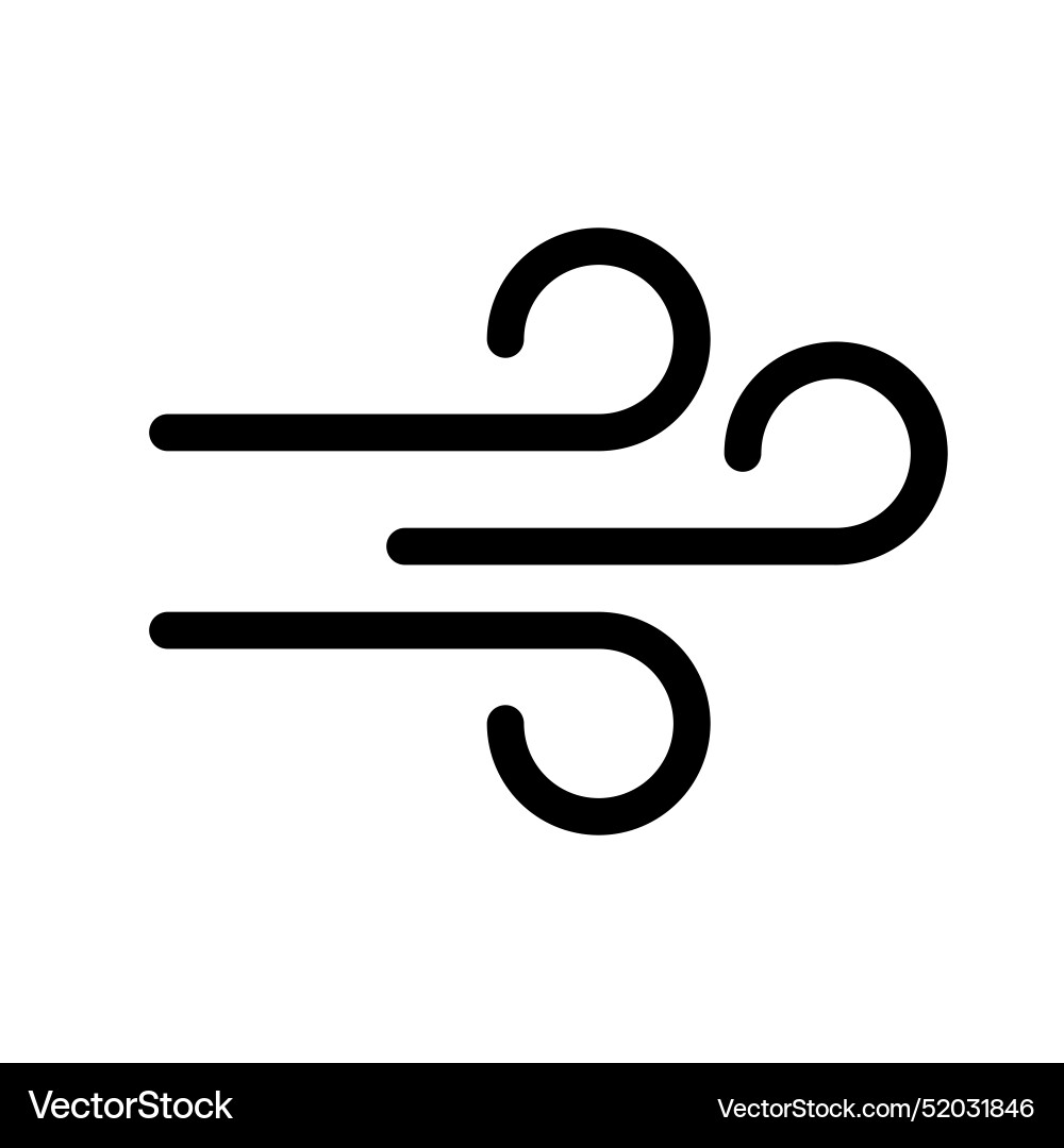 Blowing wind linear logo mark in black and white Vector Image