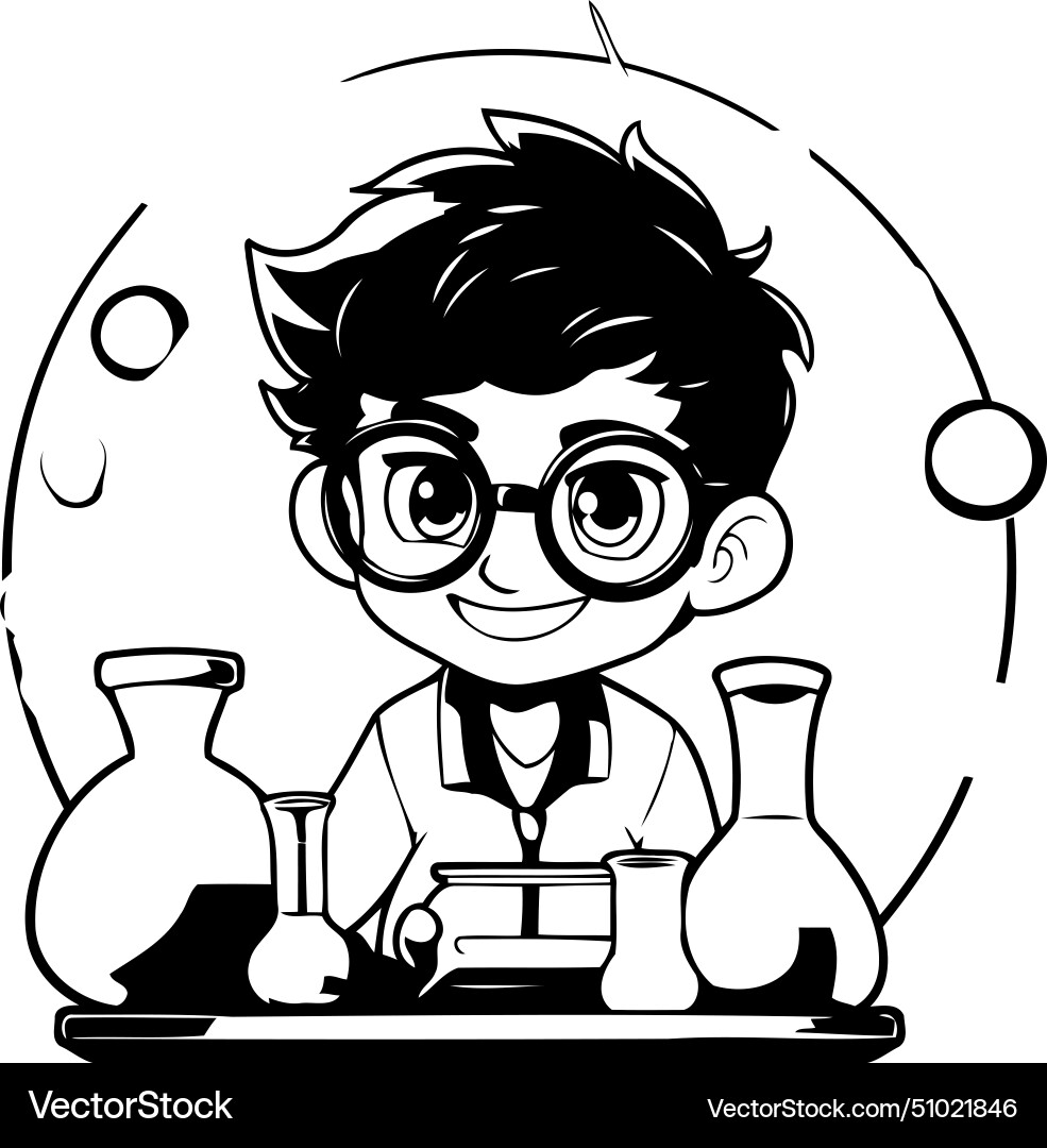 Cute boy scientist cartoon character science Vector Image
