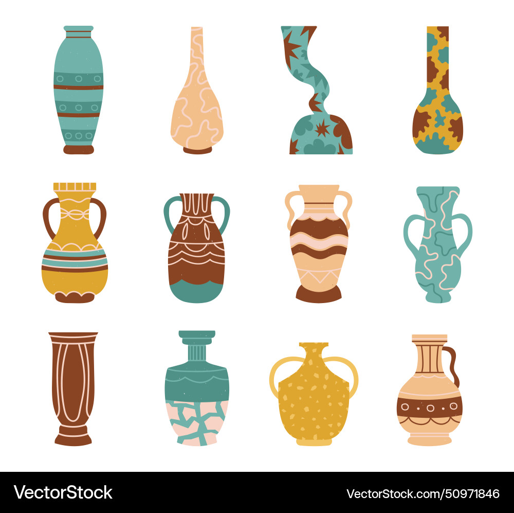 Decorative porcelain interior pottery collection Vector Image