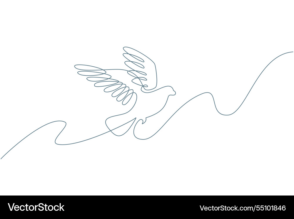 Flying bird one continuous line drawing sign Vector Image