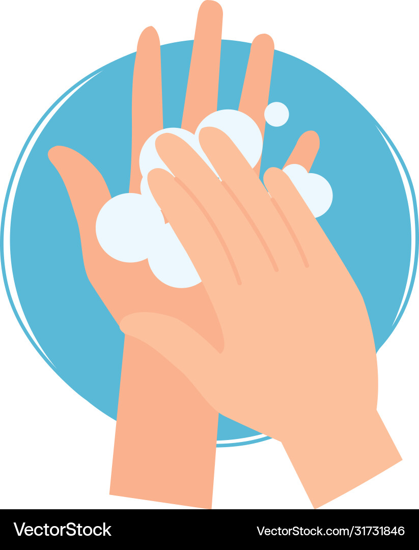 Isolated hands washing with bubbles design Vector Image