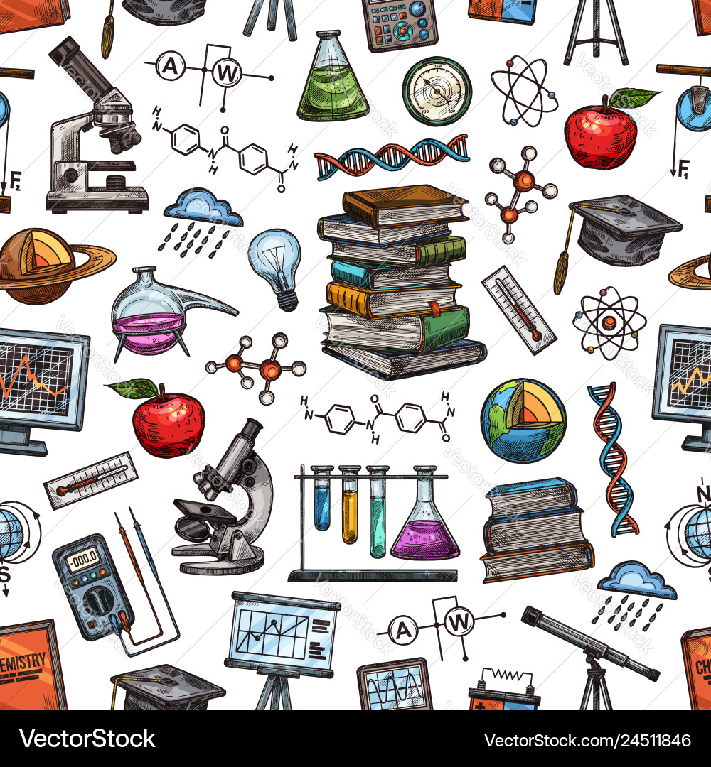 Knowledge and science seamless pattern sketch Vector Image