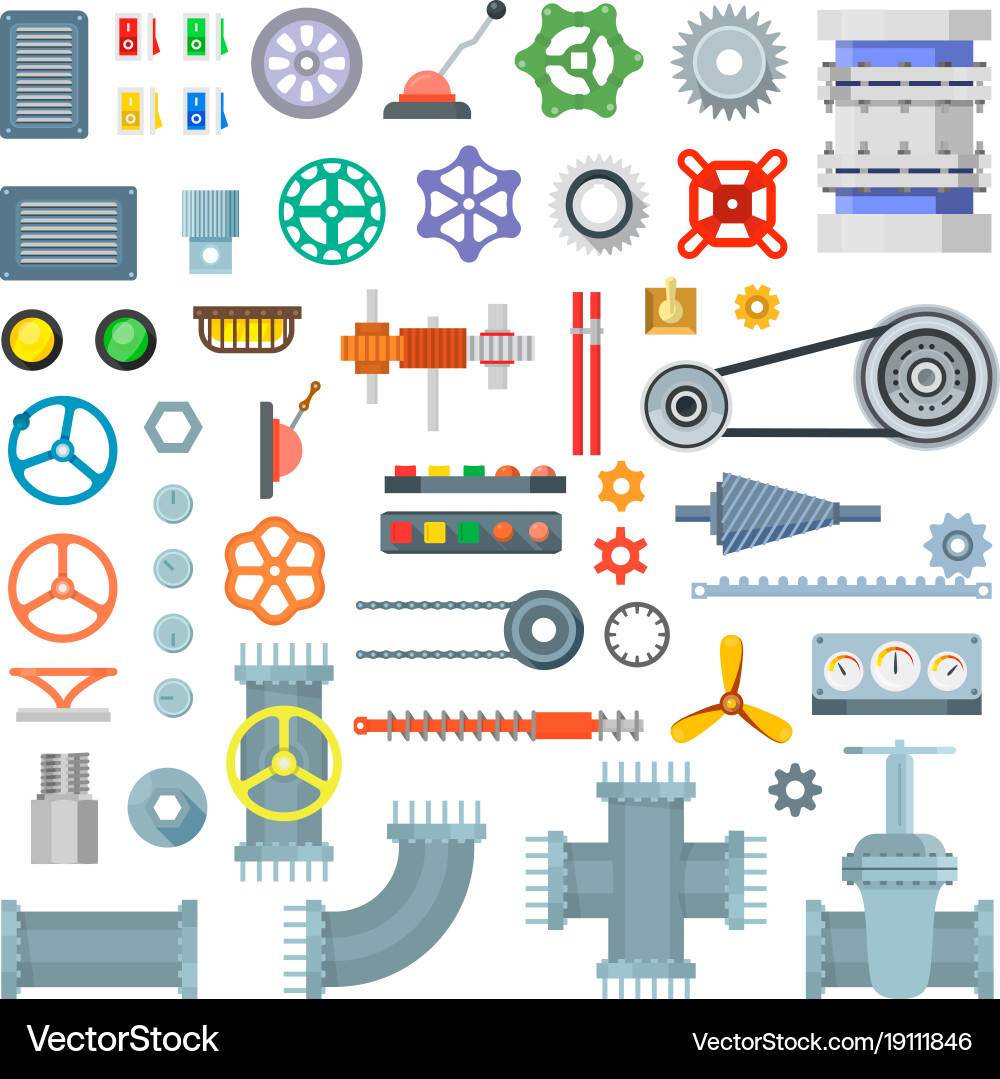 Machinery parts set Royalty Free Vector Image - VectorStock