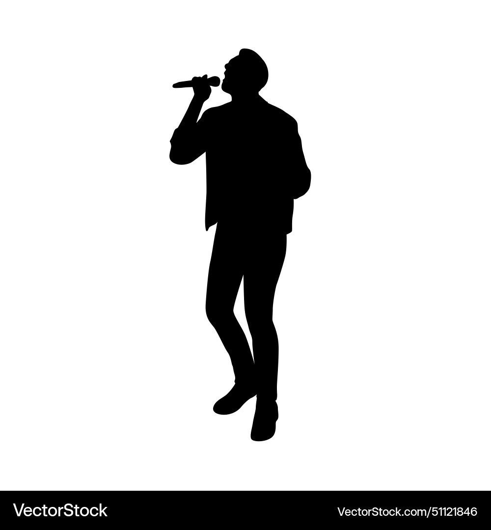 Man singing karaoke with micro happy singer Vector Image