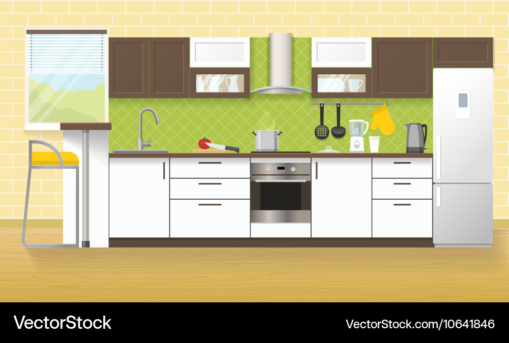 Modern kitchen interior Royalty Free Vector Image