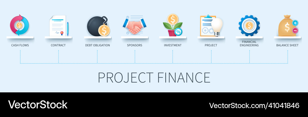 Project finance infographic in 3d style Royalty Free Vector