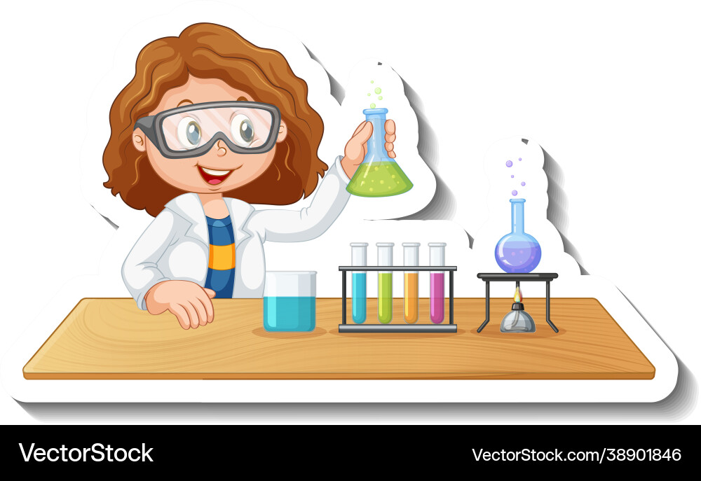 Sticker template with cartoon character Royalty Free Vector