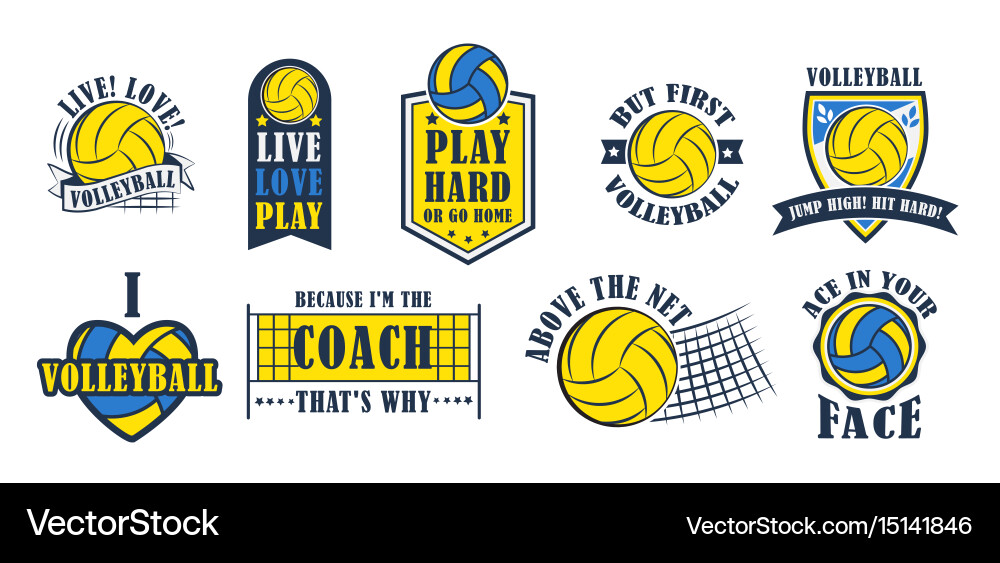 Volleyball logo set Royalty Free Vector Image - VectorStock