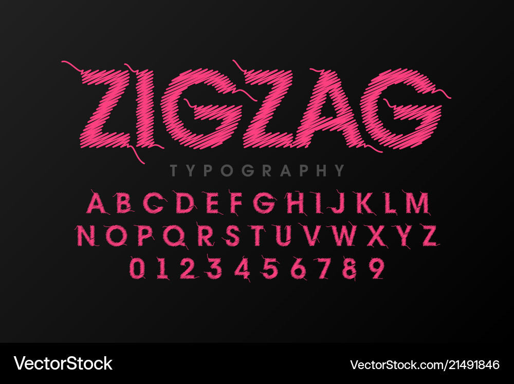 Zigzag font stitched with thread embroidery Vector Image