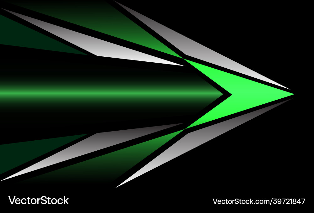 Abstract green silver metallic triangle arrow Vector Image
