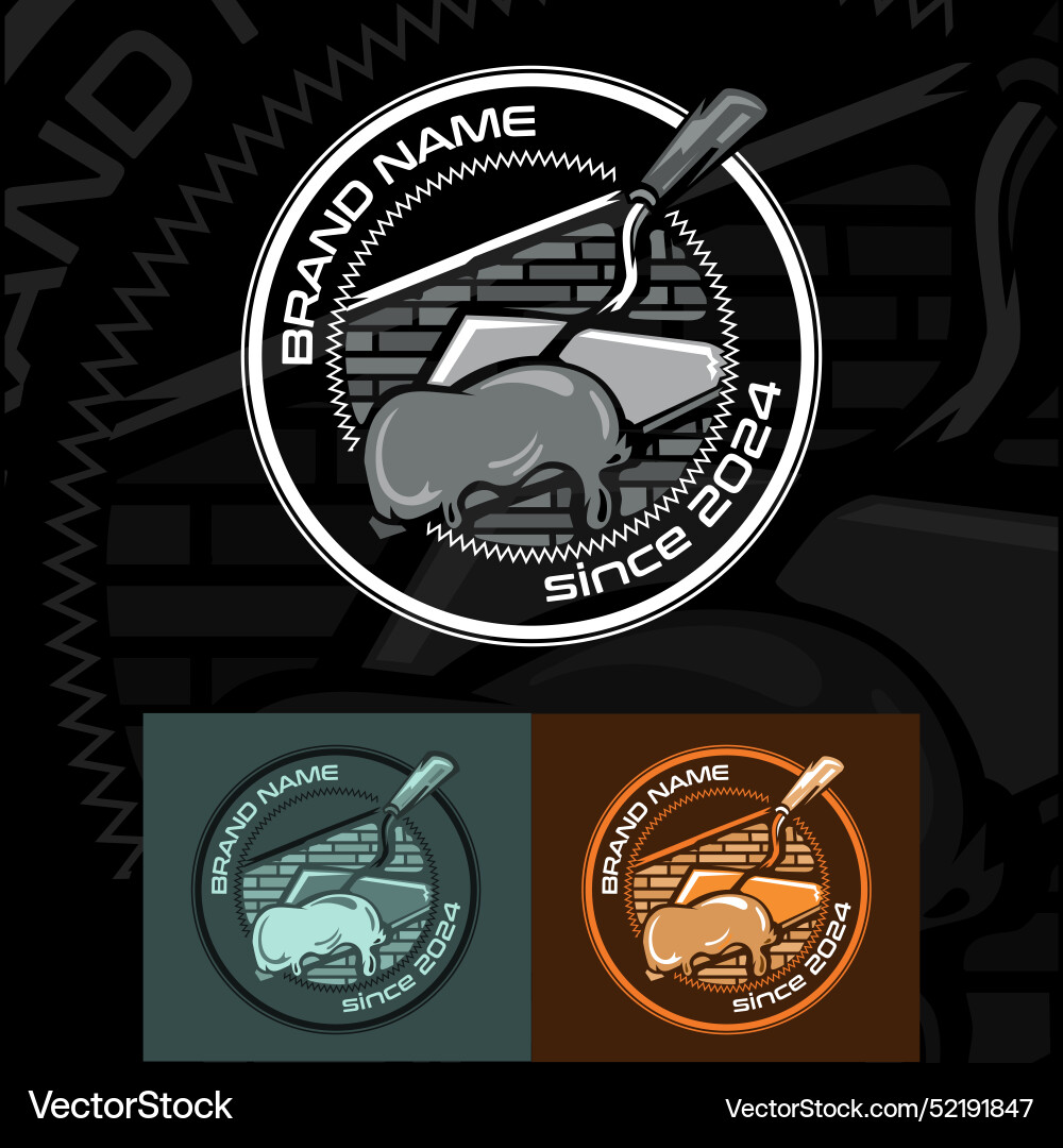 Brick laying and construction company logo Vector Image