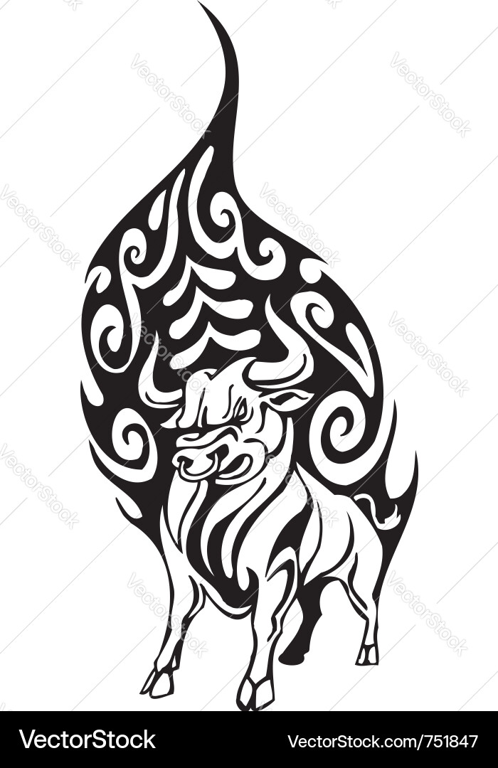 Bull in tribal style - image Royalty Free Vector Image