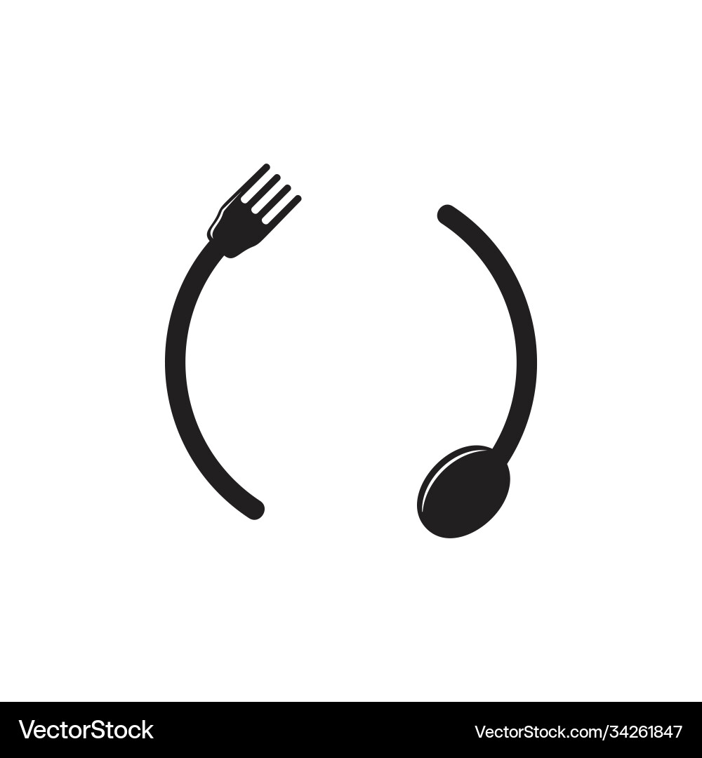 Circle rotation arrow spoon fork logo Royalty Free Vector