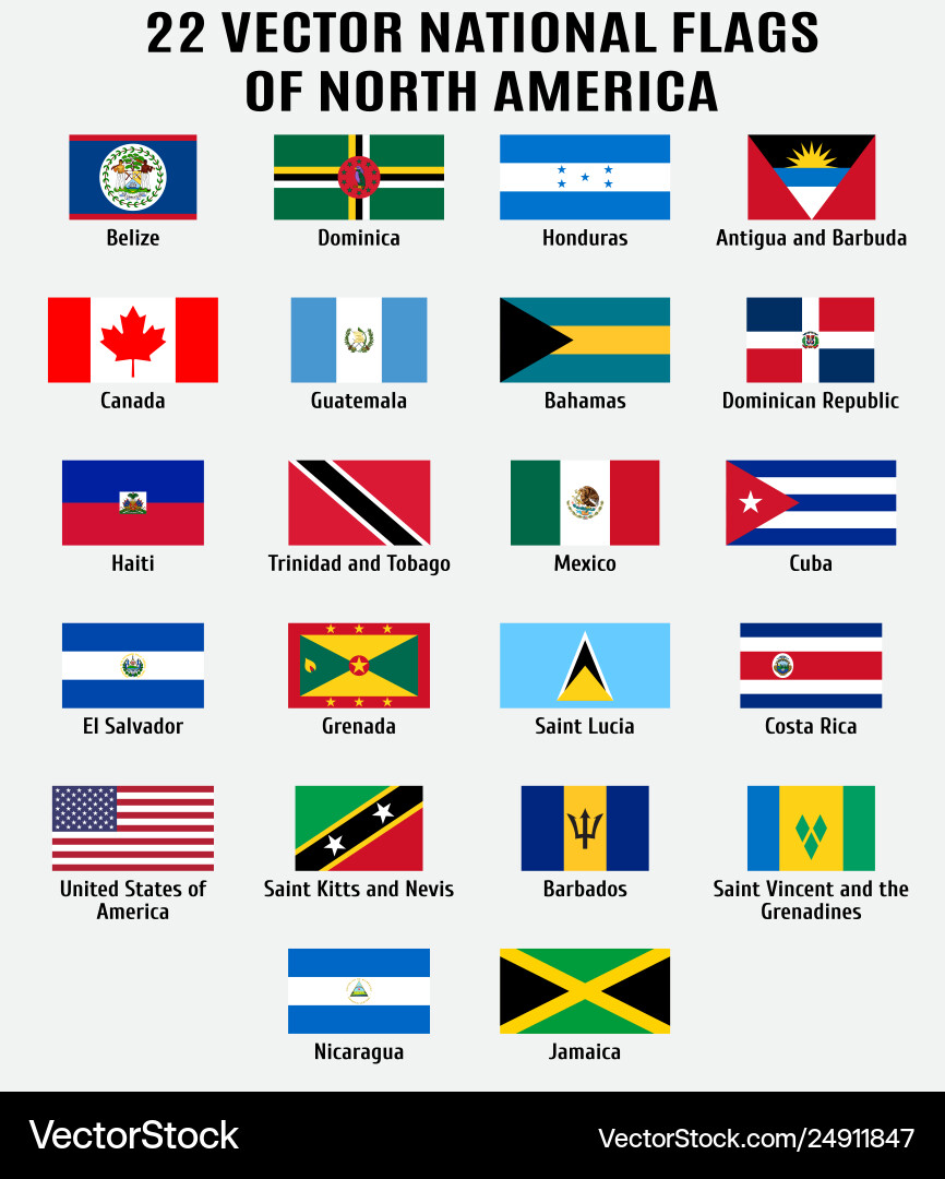 Collection 22 national flags north Royalty Free Vector Image