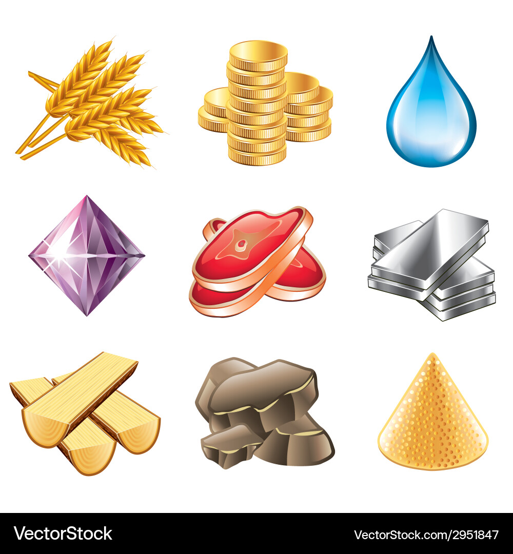 Game resources icons Royalty Free Vector Image
