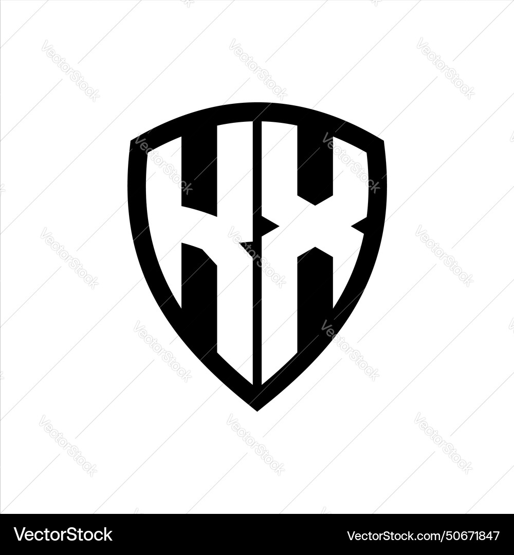Kx monogram logo with bold letters shield shape Vector Image