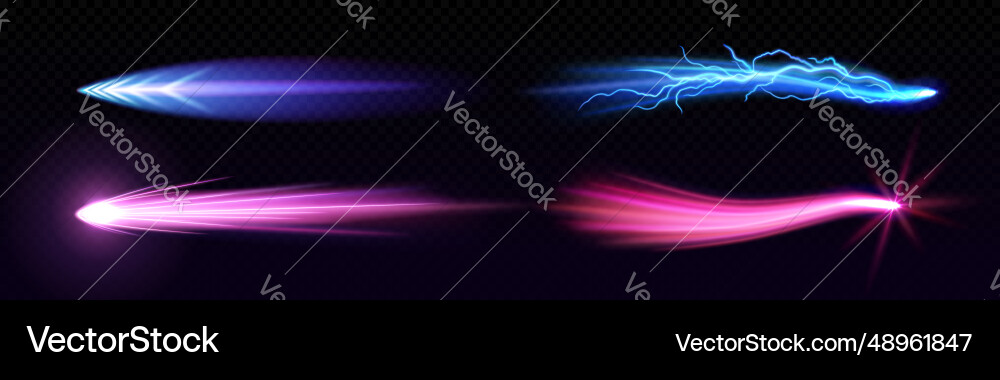 Magic power light trails set Royalty Free Vector Image