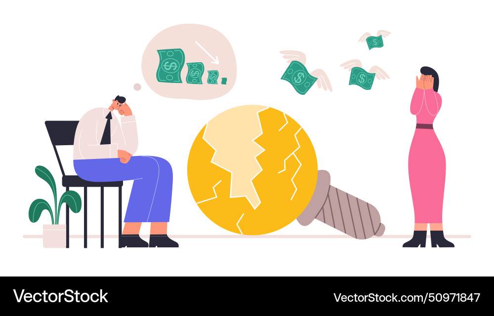 Office clerk fail business work crisis Royalty Free Vector