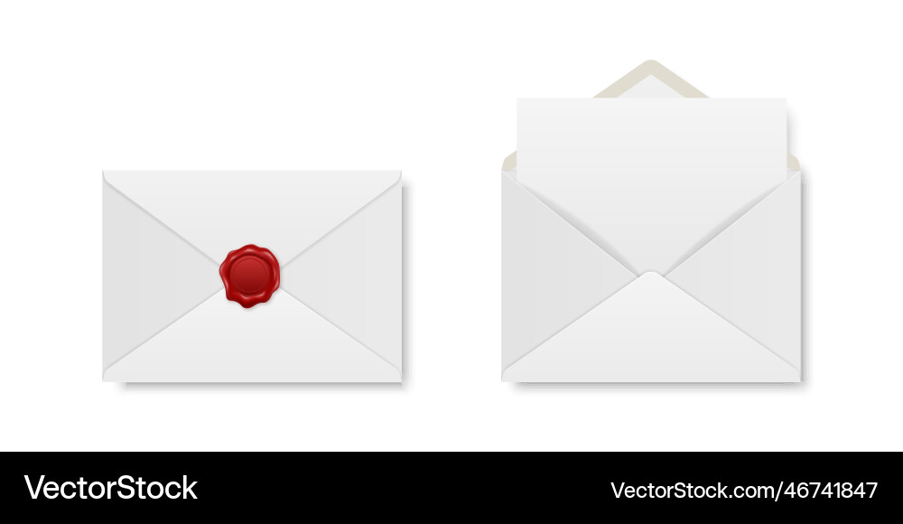 Realistic white closed envelope with red Vector Image