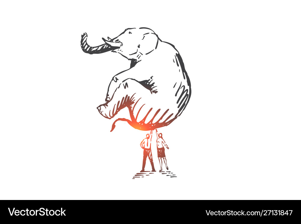 Teamwork & Partnership - Elephant Metaphor Vector Image