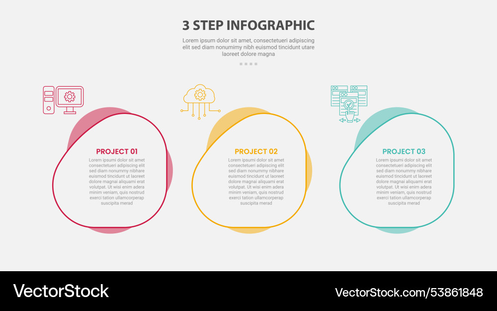 3 points template infographic outline style Vector Image
