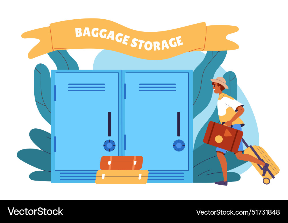 Baggage storage concept man with luggage Vector Image