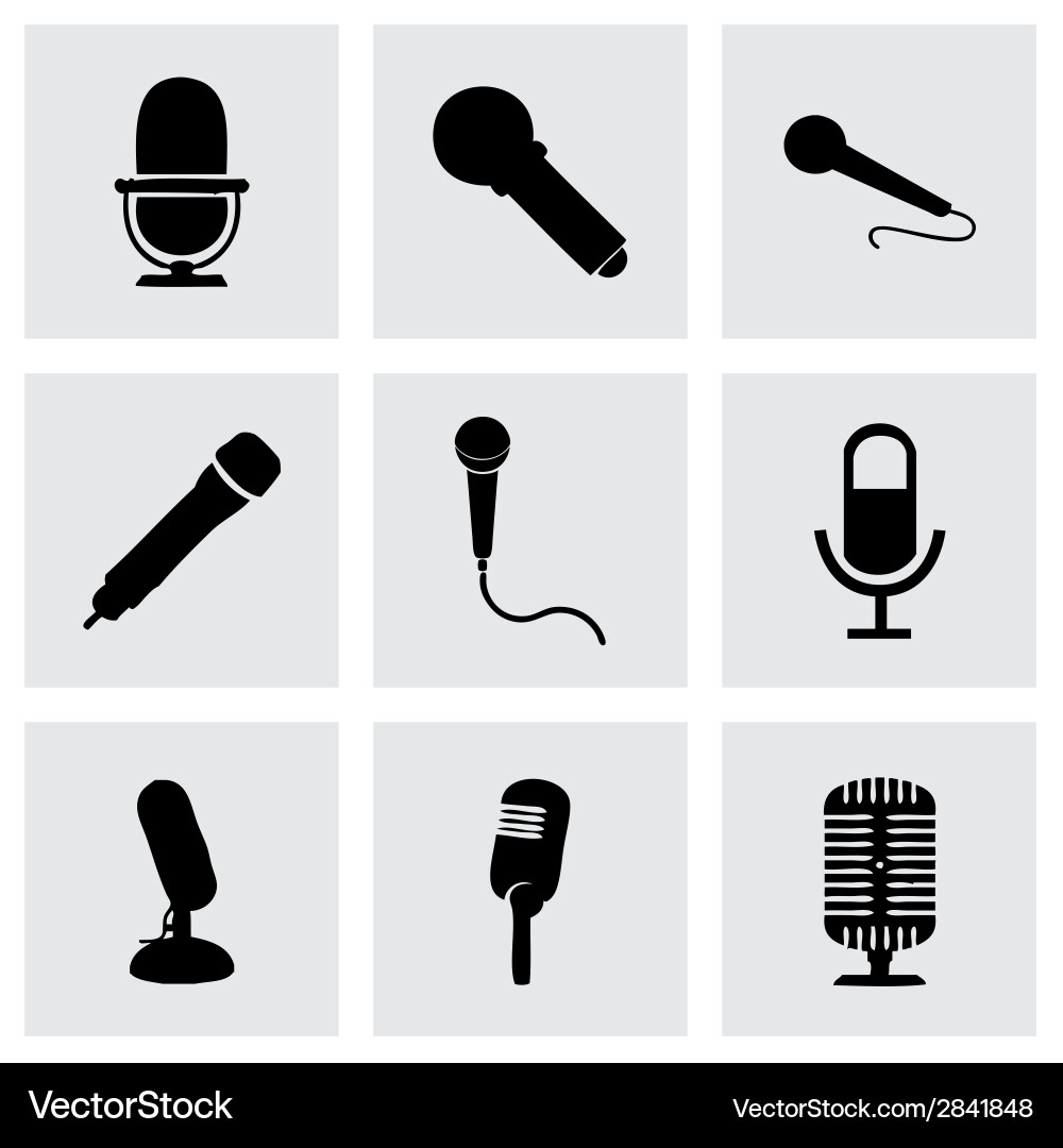 Black Microphone Icon Set Royalty Free Vector Image