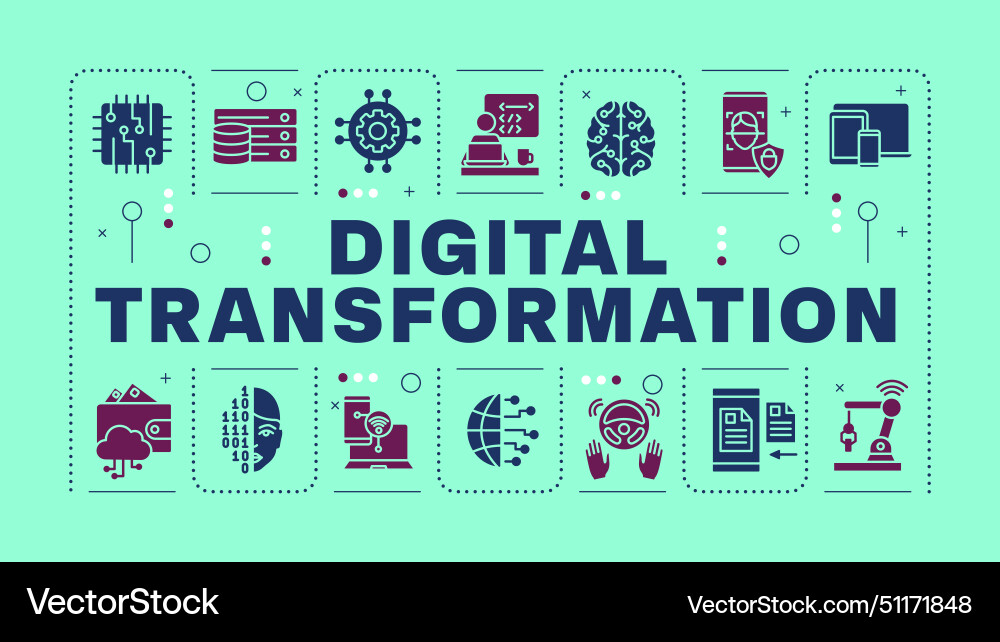 Digital transformation turquoise word concept Vector Image