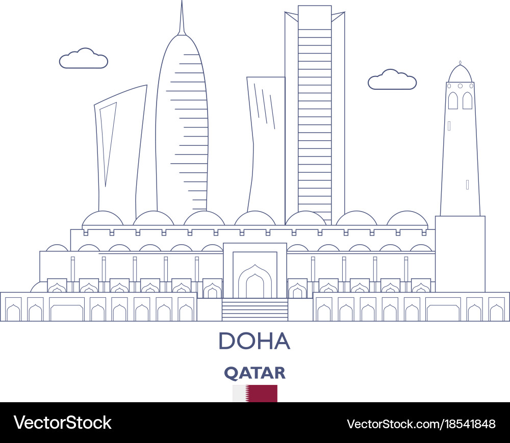 Doha city skyline Royalty Free Vector Image - VectorStock