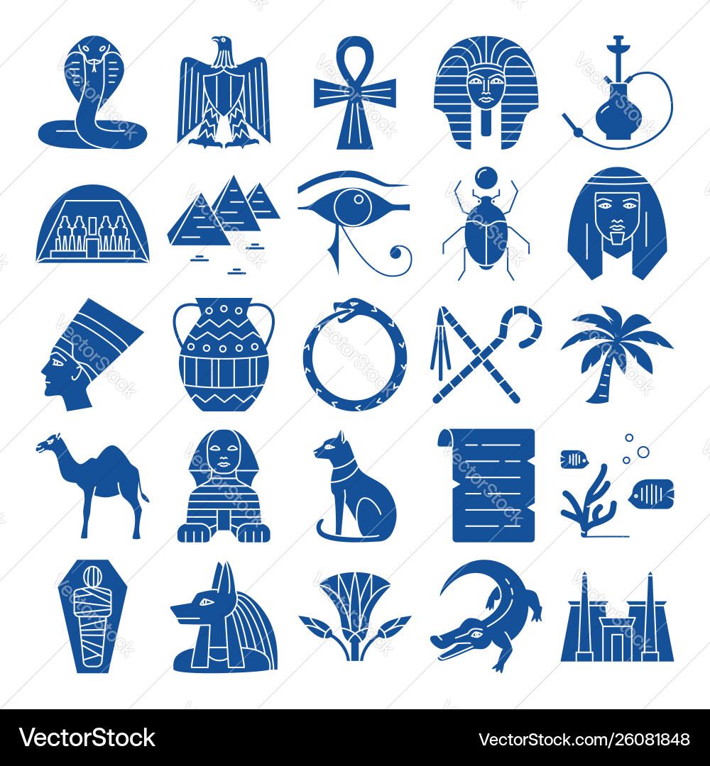 Egyptian Icon Set - Ancient Egypt Royalty Free Vector Image