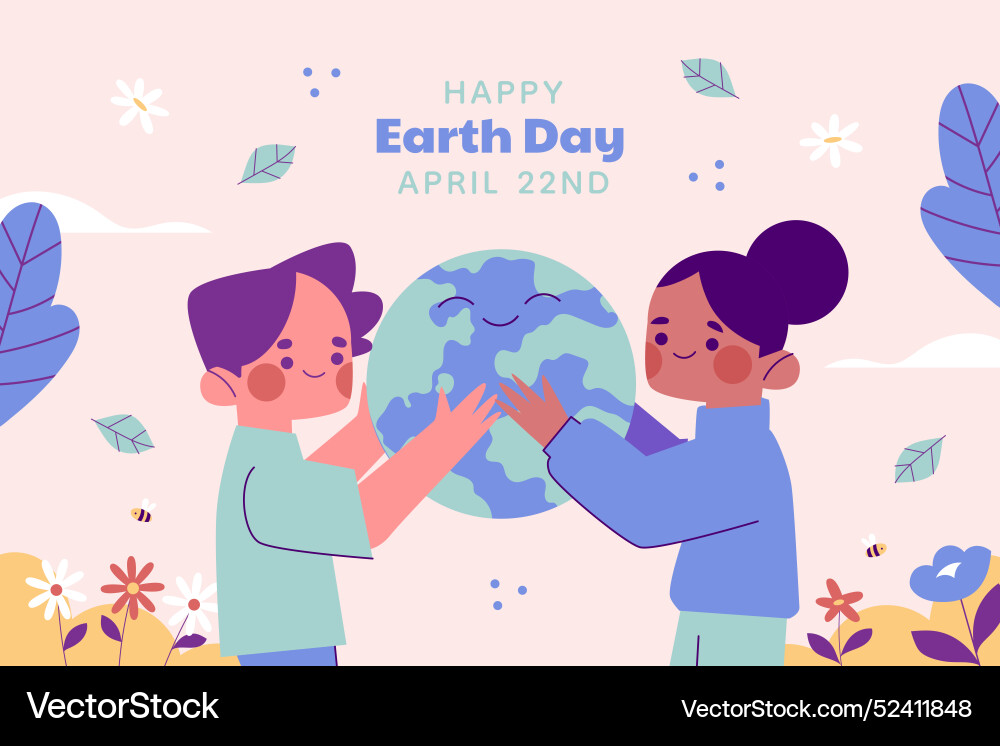 Flat background for earth day celebration Vector Image