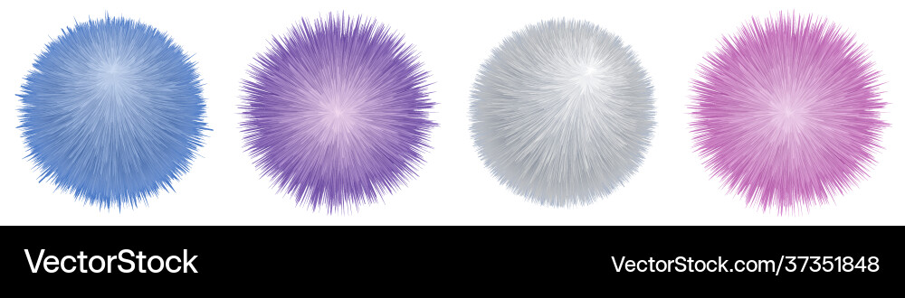 Fluffy Fur Pom Poms - Colorful Set Royalty Free Vector Image