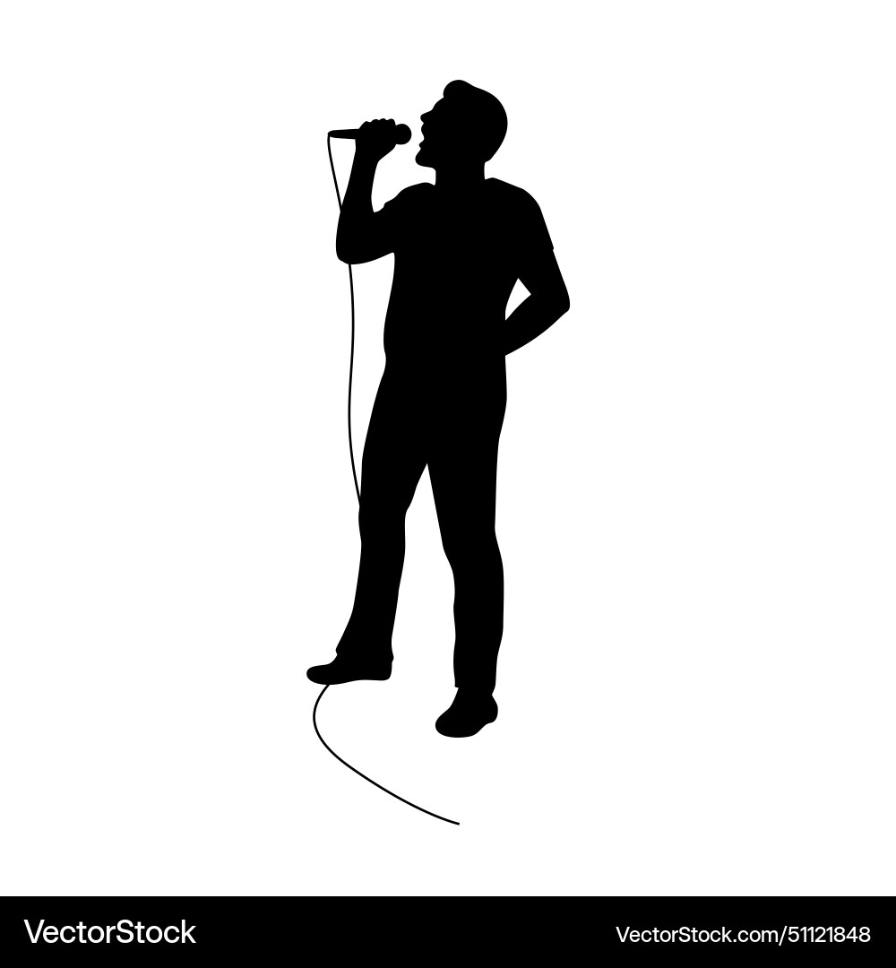 Man singing karaoke with micro happy singer Vector Image