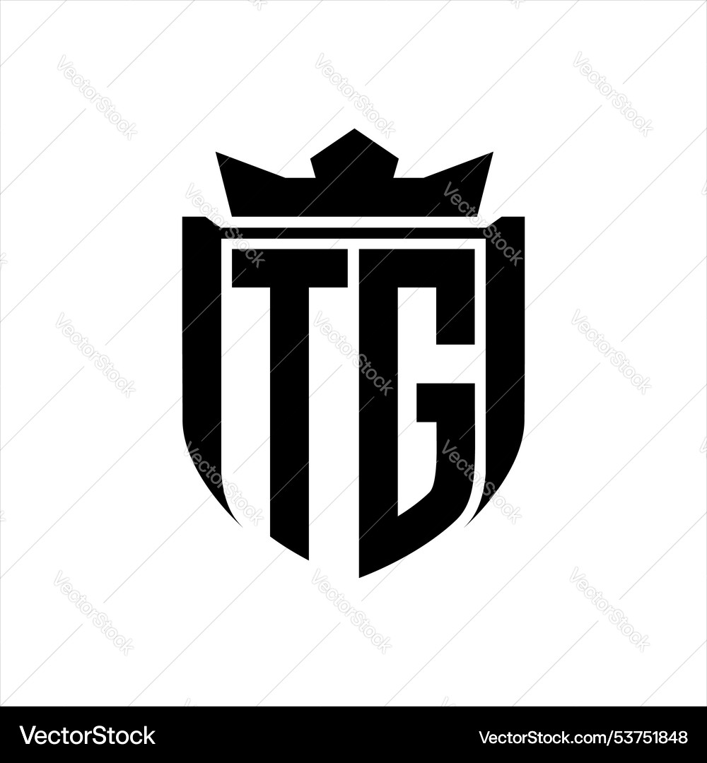 Tg logo with shield shape geeometric crown Vector Image