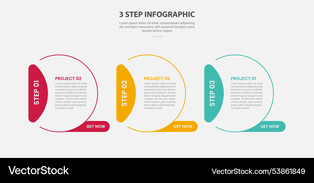 3 points template infographic outline style Vector Image
