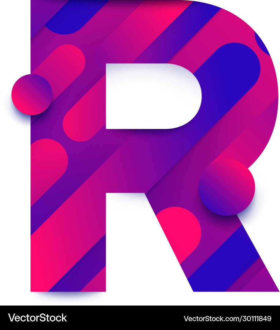 Alphabet bg gradients r Royalty Free Vector Image