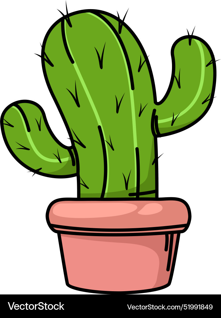 Cactus outline isolated on white background Vector Image