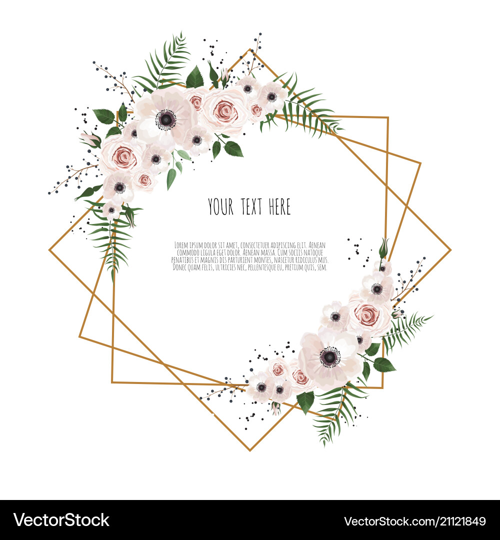Card with flowers and geometrical frame floral Vector Image