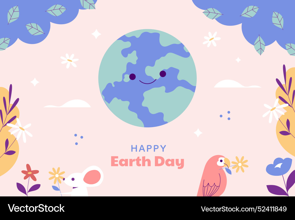 Flat background for earth day celebration Vector Image