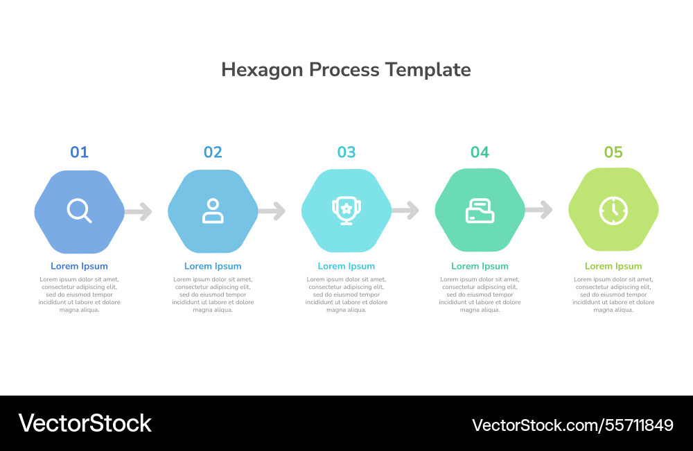 Hexagon process infographic template design Vector Image
