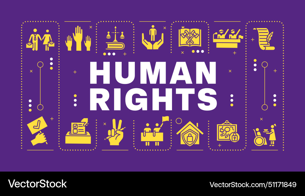 Human rights purple word concept Royalty Free Vector Image