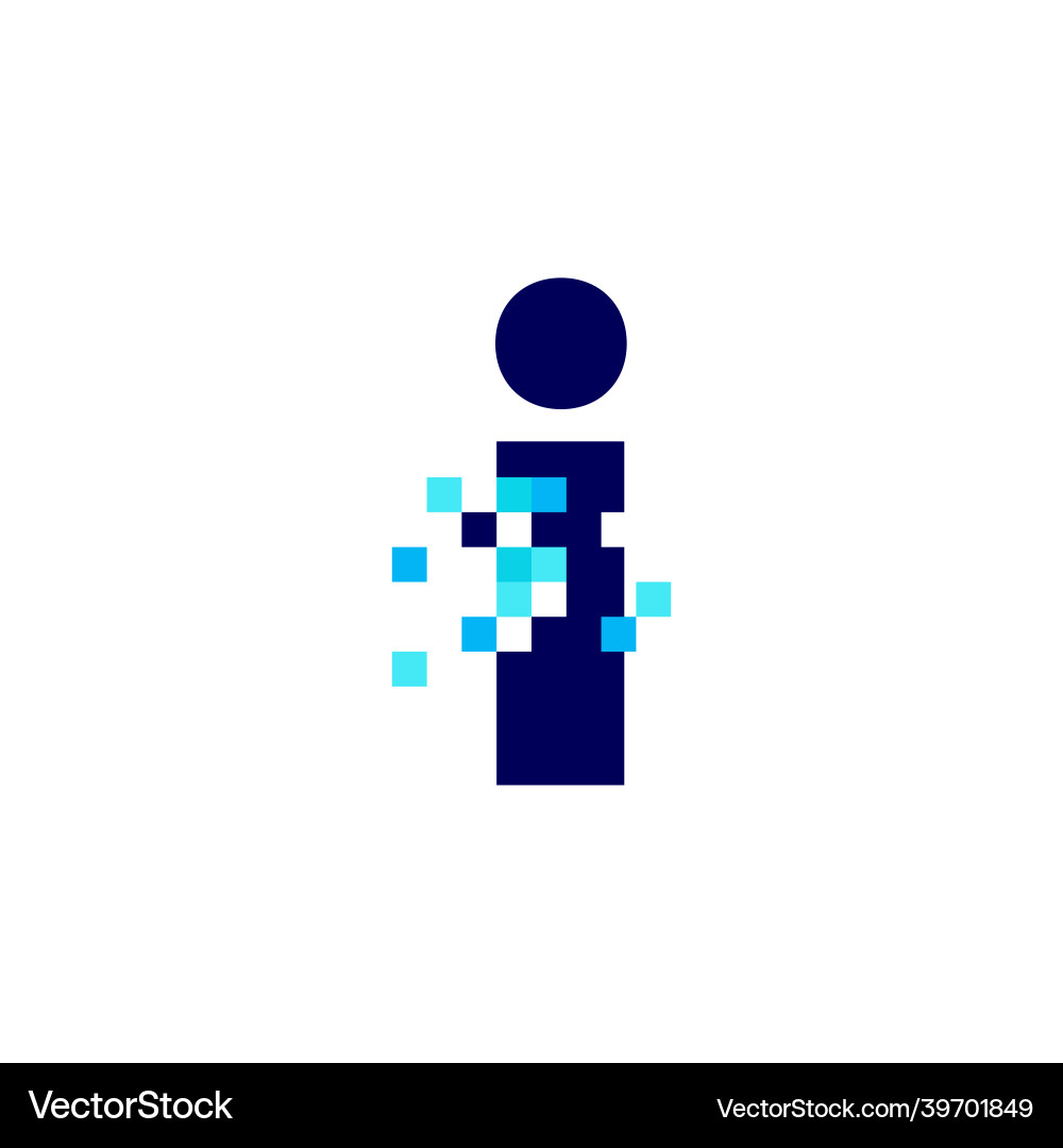 I letter lowercase pixel mark digital 8 bit logo Vector Image