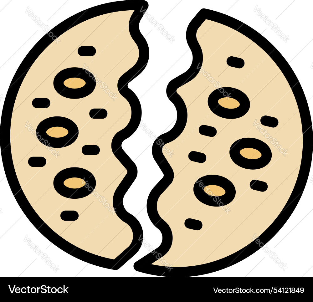Oatmeal cookie breaking apart showing chocolate Vector Image