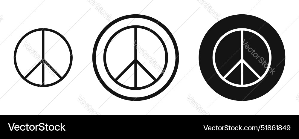 Peace icon set in black and white outlines Vector Image